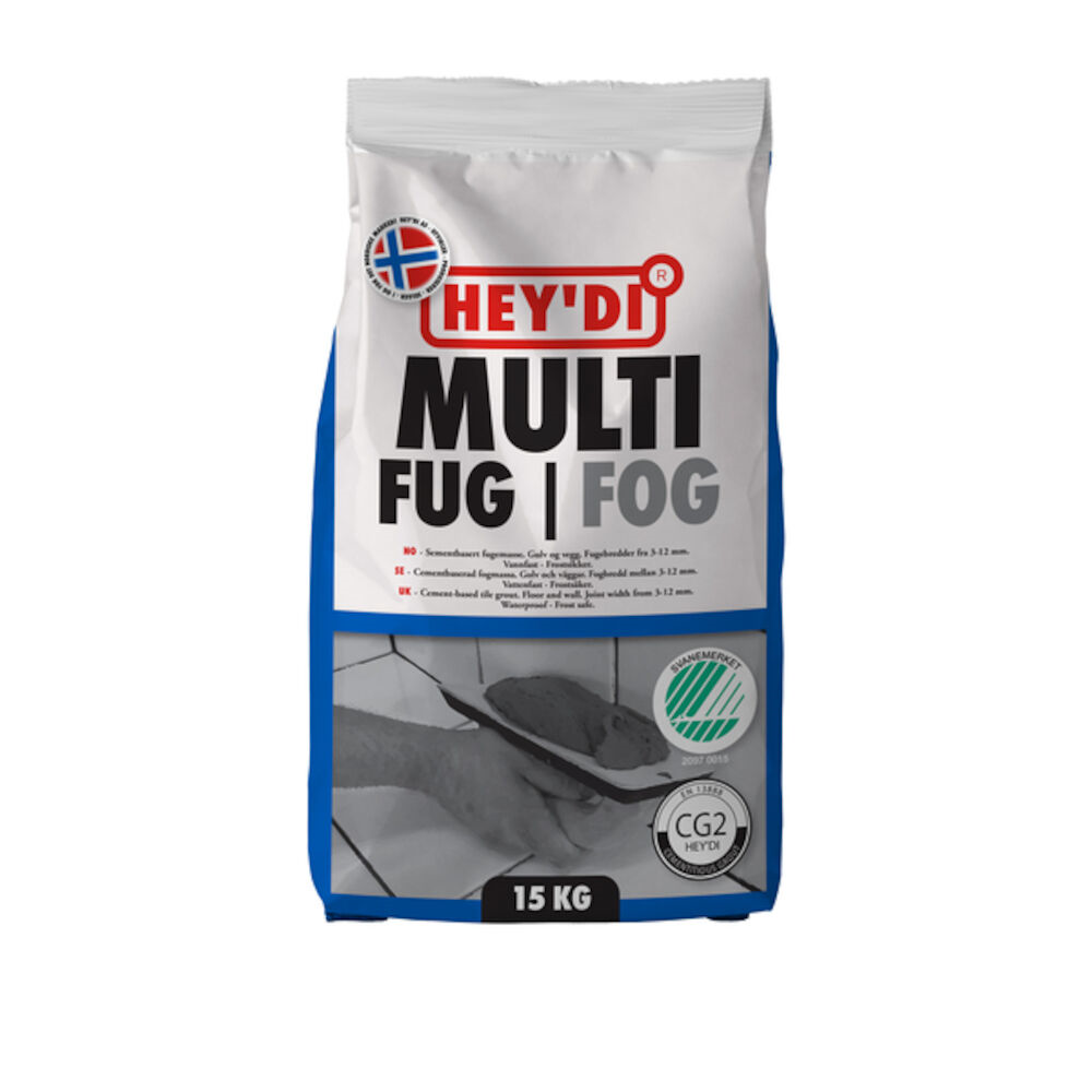 Heydi Fugemasse Multifug Grå 15 kg - Mal Proff